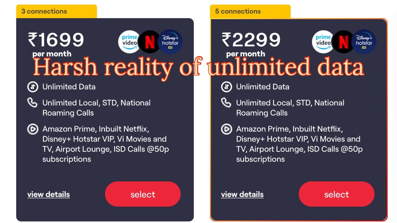 Vi family postpaid RS 1699 , 2299 unlimited data,calling pack watch ...