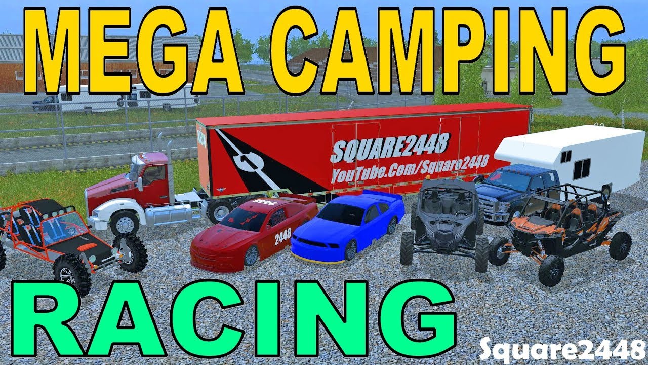 Farming Simulator 17 | Mega Camping | NASCAR Racing | Dirt Track Racing ...