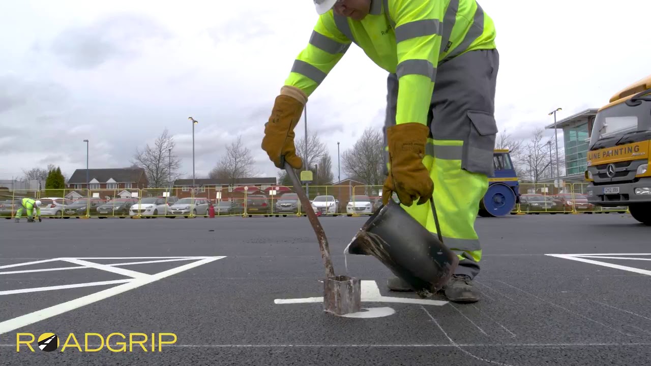 Roadgrip line marking, grooving and flooring - YouTube