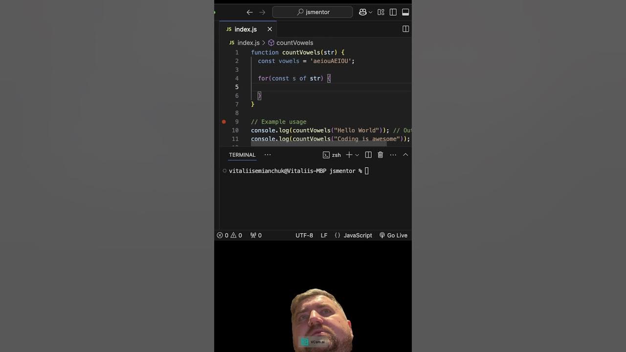 Count Vowels in a String #javascript #programmer #jobinterview # ...