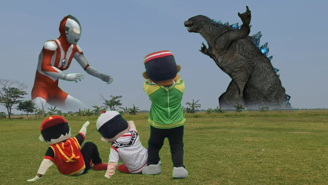 BADUT BOBOIBOY KETAKUTAN DI KEJAR MONSTER GODZILA ~ Ultraman vs Godzila ...