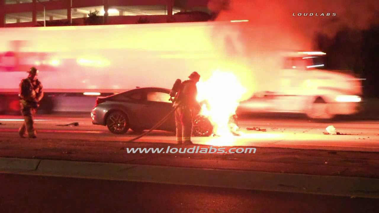 Freeway Car Fire / Glendale RAW FOOTAGE - YouTube