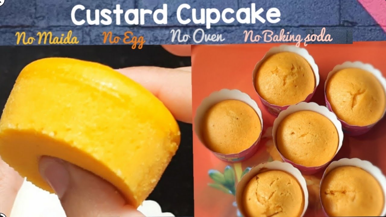 Custard Cupcake Eggless | Eggless Custard Cupcake | Custard Cake recipe ...