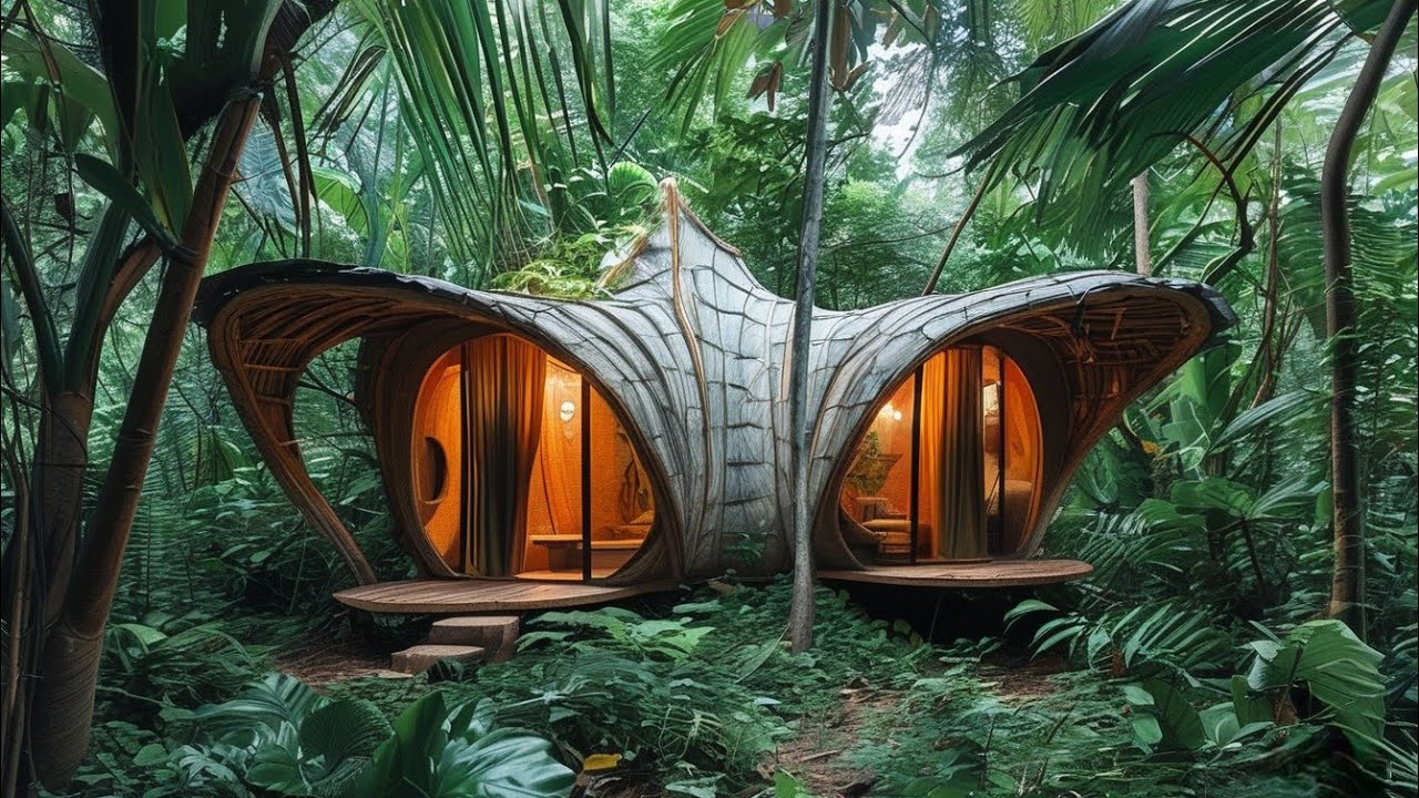 Build a thatched hut in the forest - Clay roof and outdoor kitchen ...