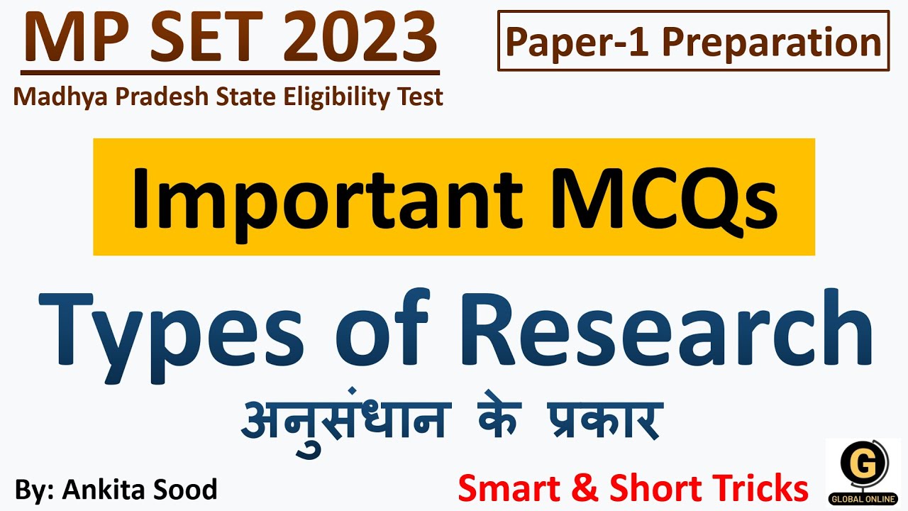 Types of Research MCQs for MP SET Paper 1 | Research Aptitude Revision ...