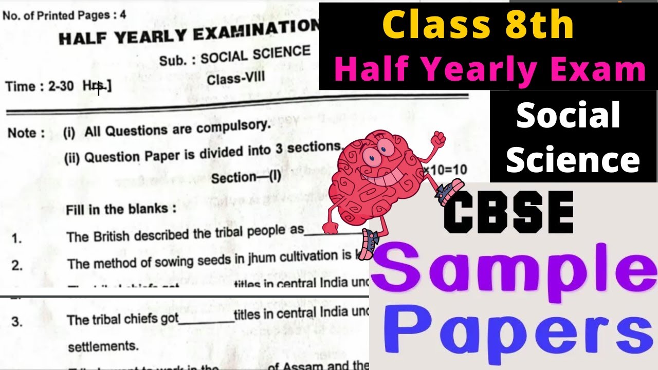 Class 8 Social Science Half Yearly Question Paper 2022-23 || Cbse Model ...