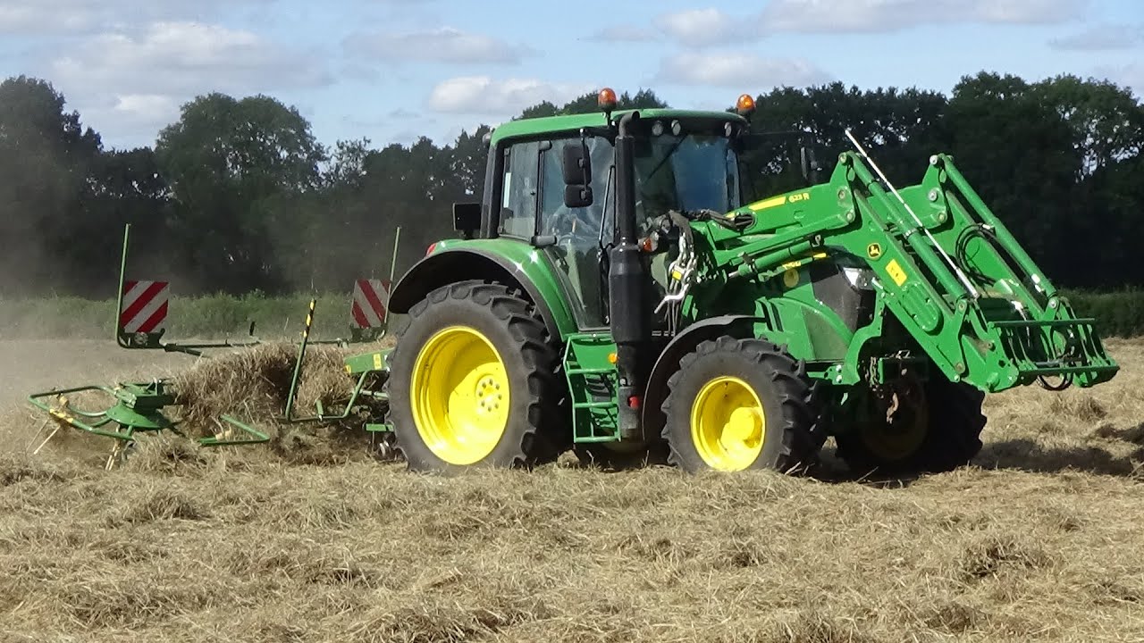 Tedding for Hay with John Deere 6120M & Krone - Hay Making 2020 - YouTube