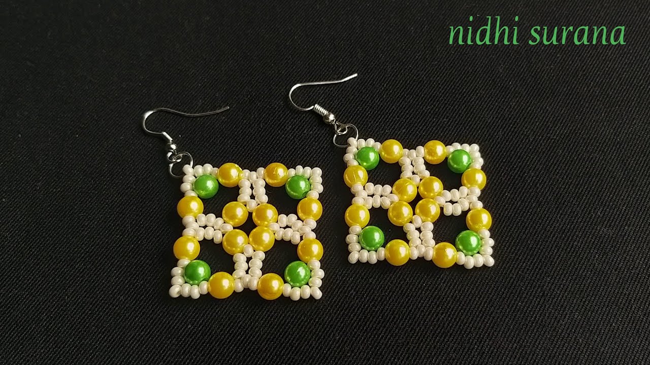 👌 Beaded Square Earrings || DIY Earrings tutorial (0213) - YouTube