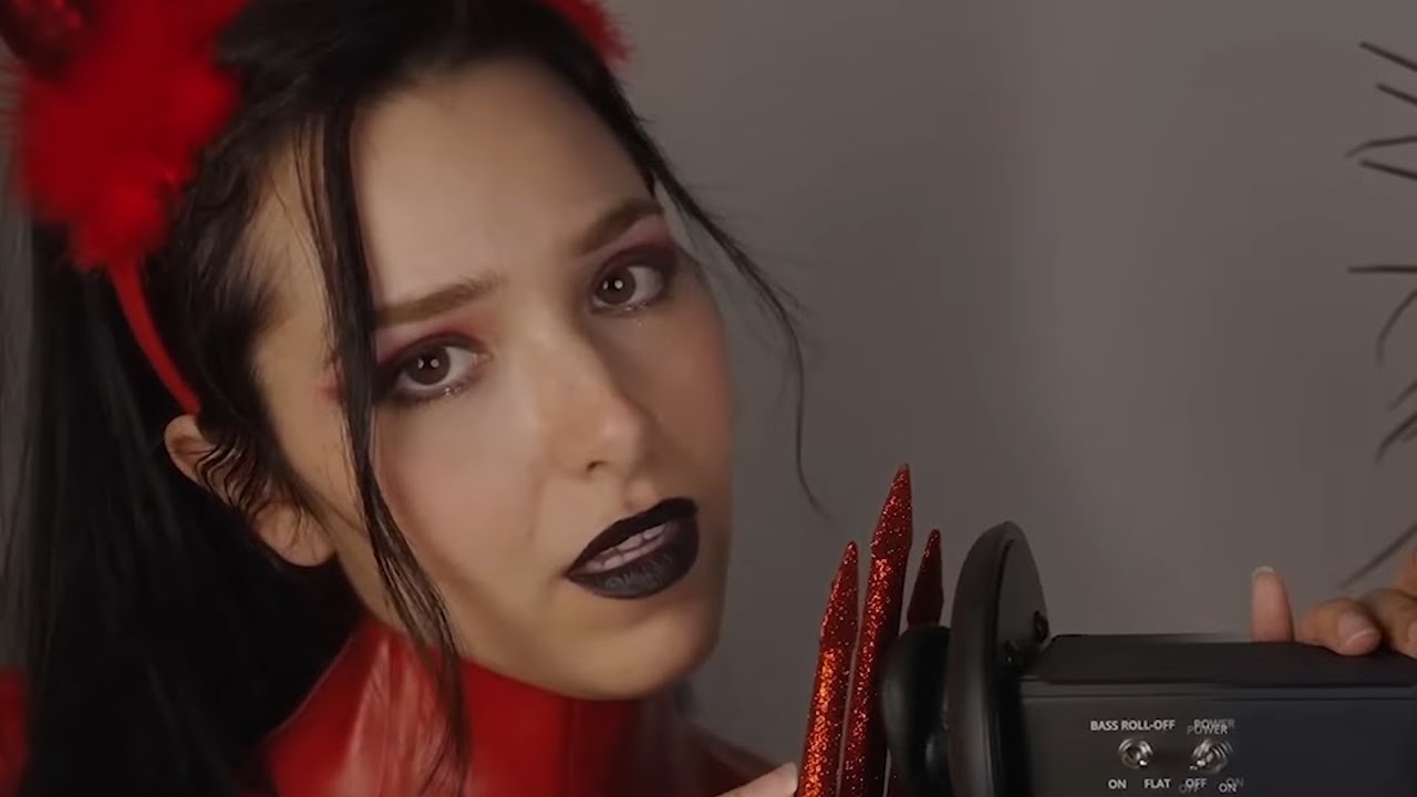 ASMR Glow: Doesn't Break Eye Contact (Devil Costume, Black Lips) - YouTube