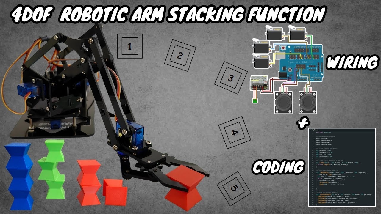 4DOF Robotic Arm - Stacking Function: Code and Diagram - YouTube