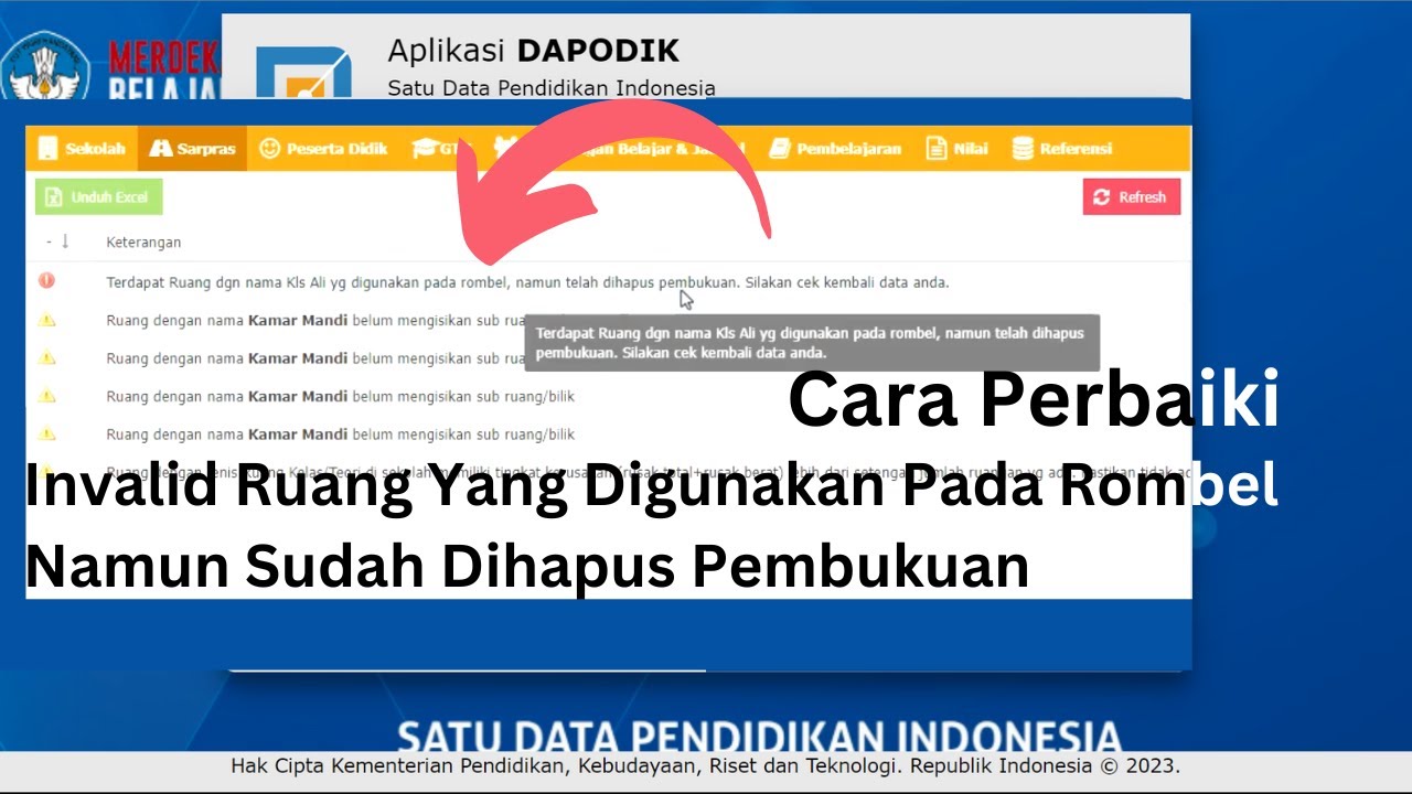 Solusi Invalid Terdapat Rombel Yang Mengunakan Ruang Yang Sudah Dihapus Pembukuan - YouTube