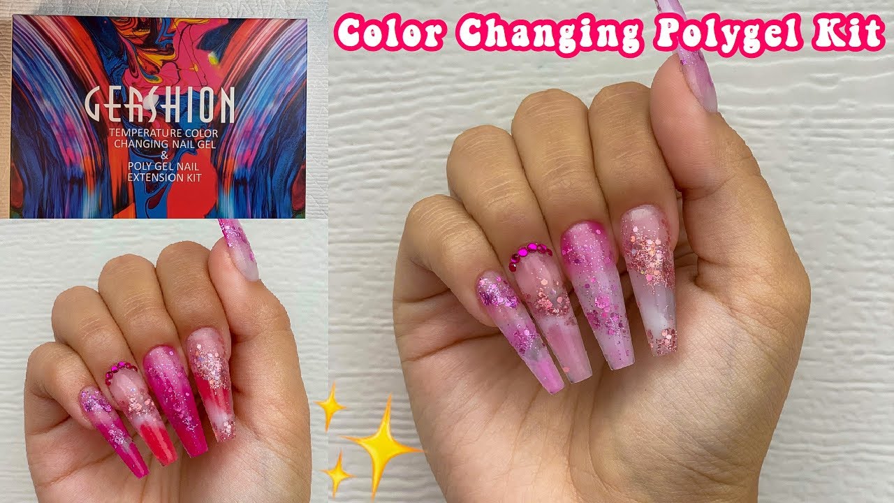 TESTING A COLOR CHANGING POLYGEL KIT! | Gershion Polygel Nail Tutorial ...