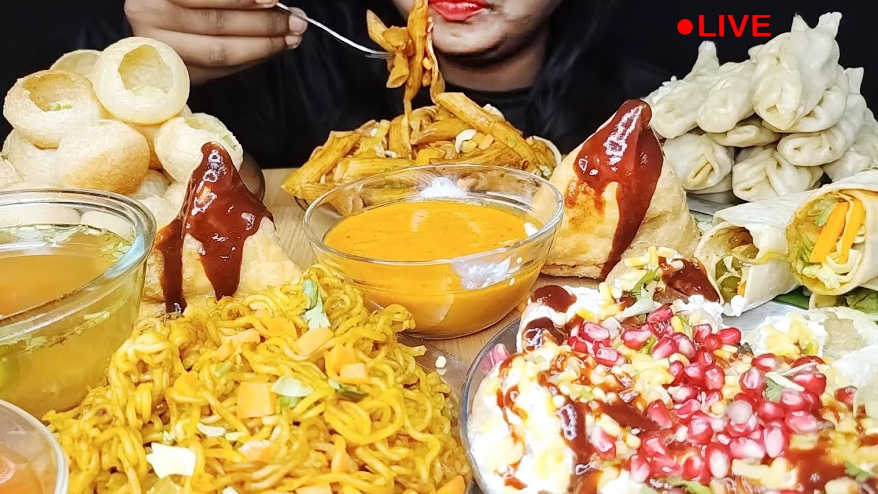 ASMR EATING STREET FOOD CHALLENGE LIVE - YouTube