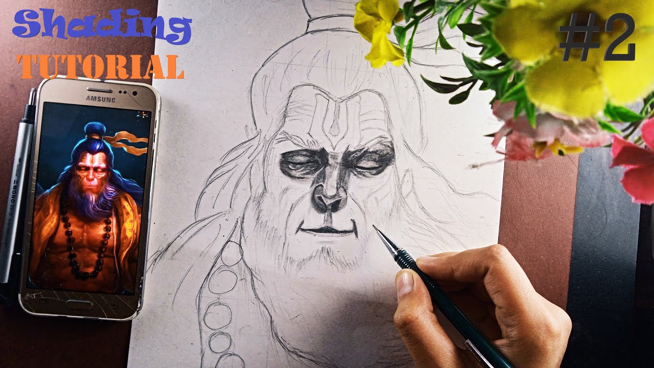 How To Draw Shree Hanuman / Shading Tutorial / Step By Step / Part2 ...