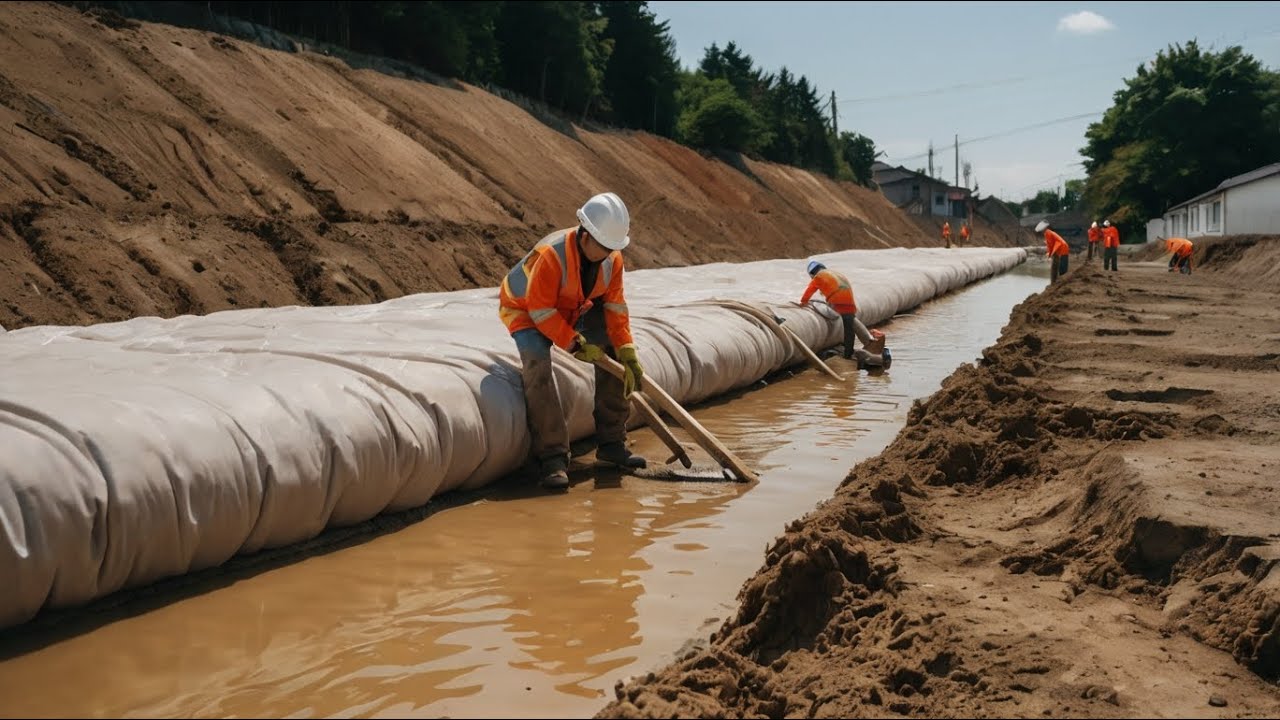 Innovative Japanese Drainage System: Building a Canal with a Concrete ...