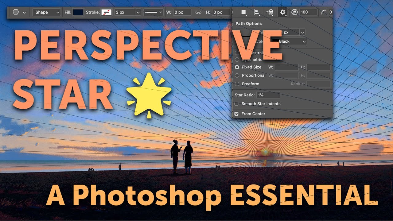 Photoshop Fundamental! Drawing with a Perspective Star - YouTube