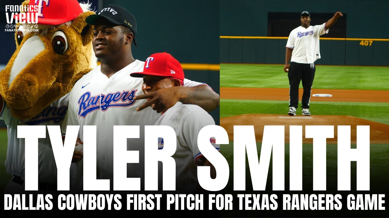 Dallas Cowboys OL Tyler Smith Throws Out First Pitch at Texas Rangers ...