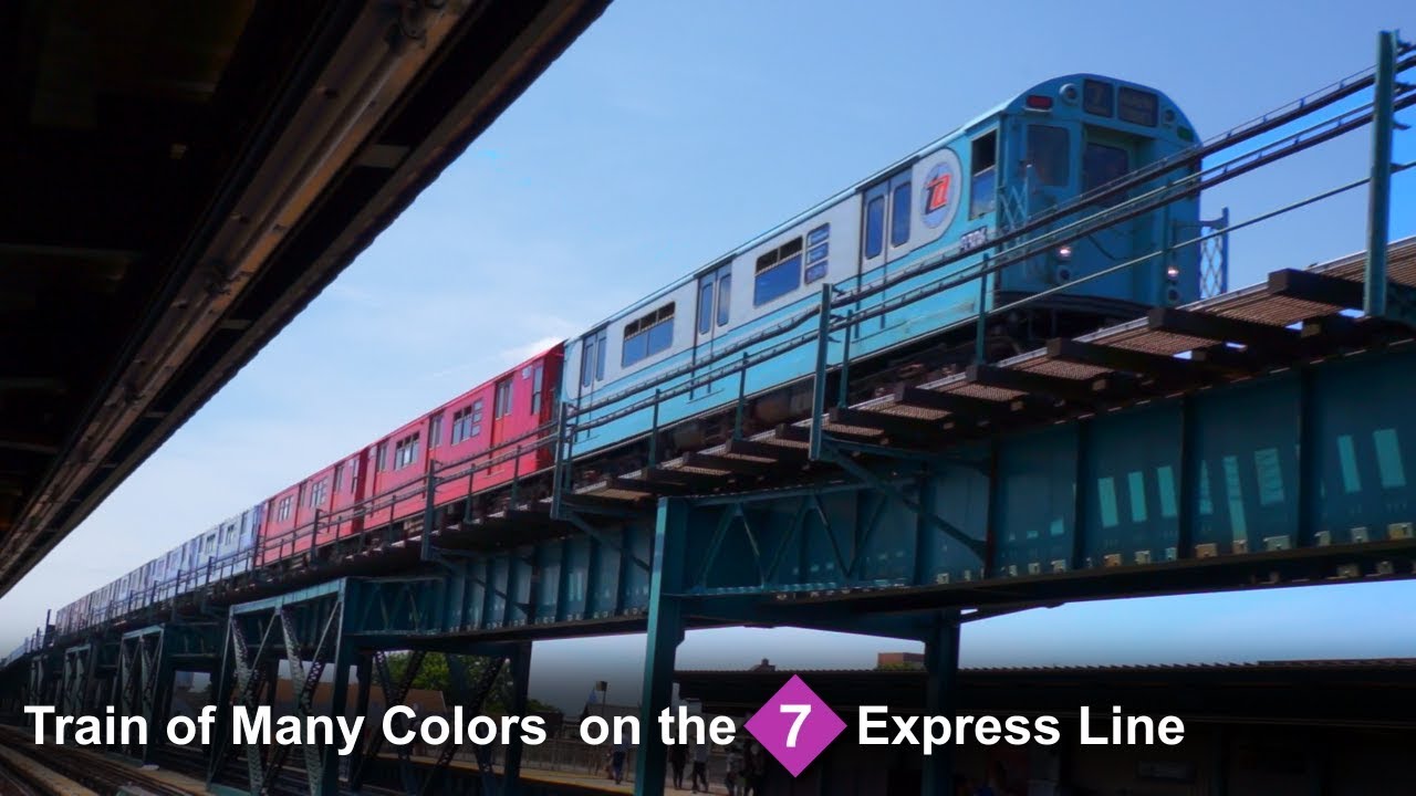 ᴴᴰ Train Of Many Colors on the 7 - Flushing Express Line at 111 Street ...