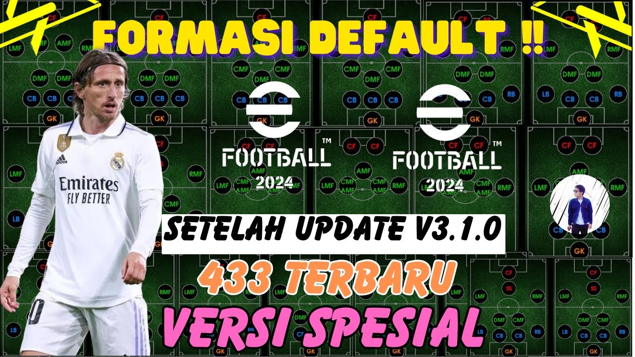 FORMASI DEFAULT !! 433 TERBARU VERSI SPESIAL EFOOTBALL 2024 MOBILE ...