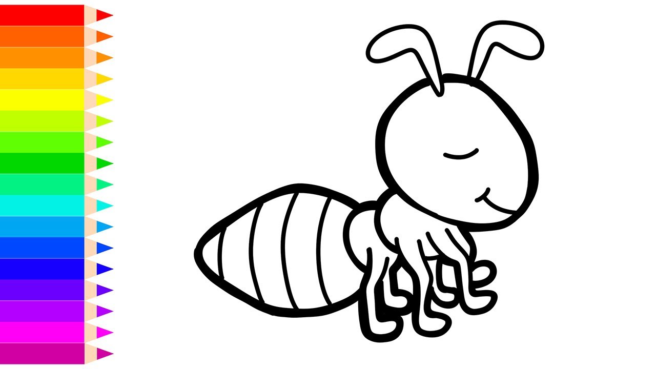 COLORFUL ANT KIDS DRAWING | HOW TO DRAW ANT FOR CHILDREN - YouTube