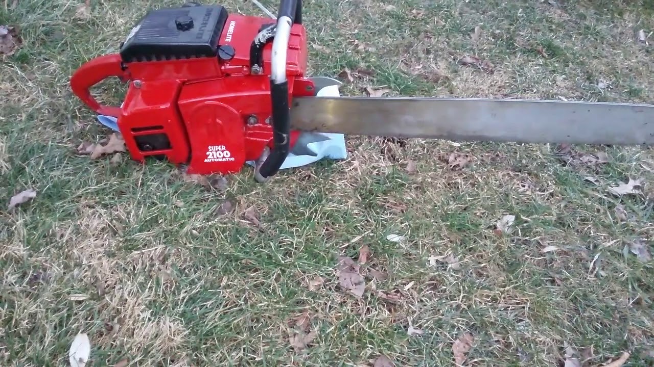Homelite 2100 super, 32" roller nose bar - YouTube