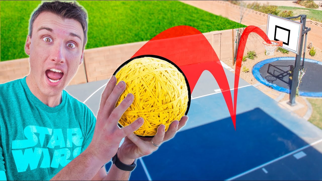 GIANT RUBBER BAND BALL TRICK SHOT CHALLENGE - YouTube