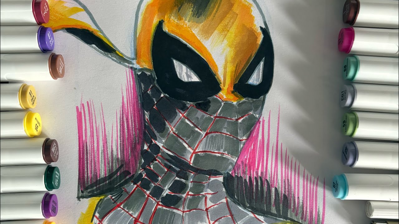 Drawing Spider-Man In Alcohol Markers - YouTube