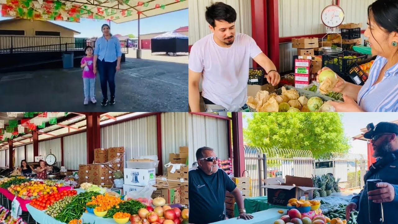 Comprando calabazitas y frutas frescos en el Remate -pulga de Modesto ...
