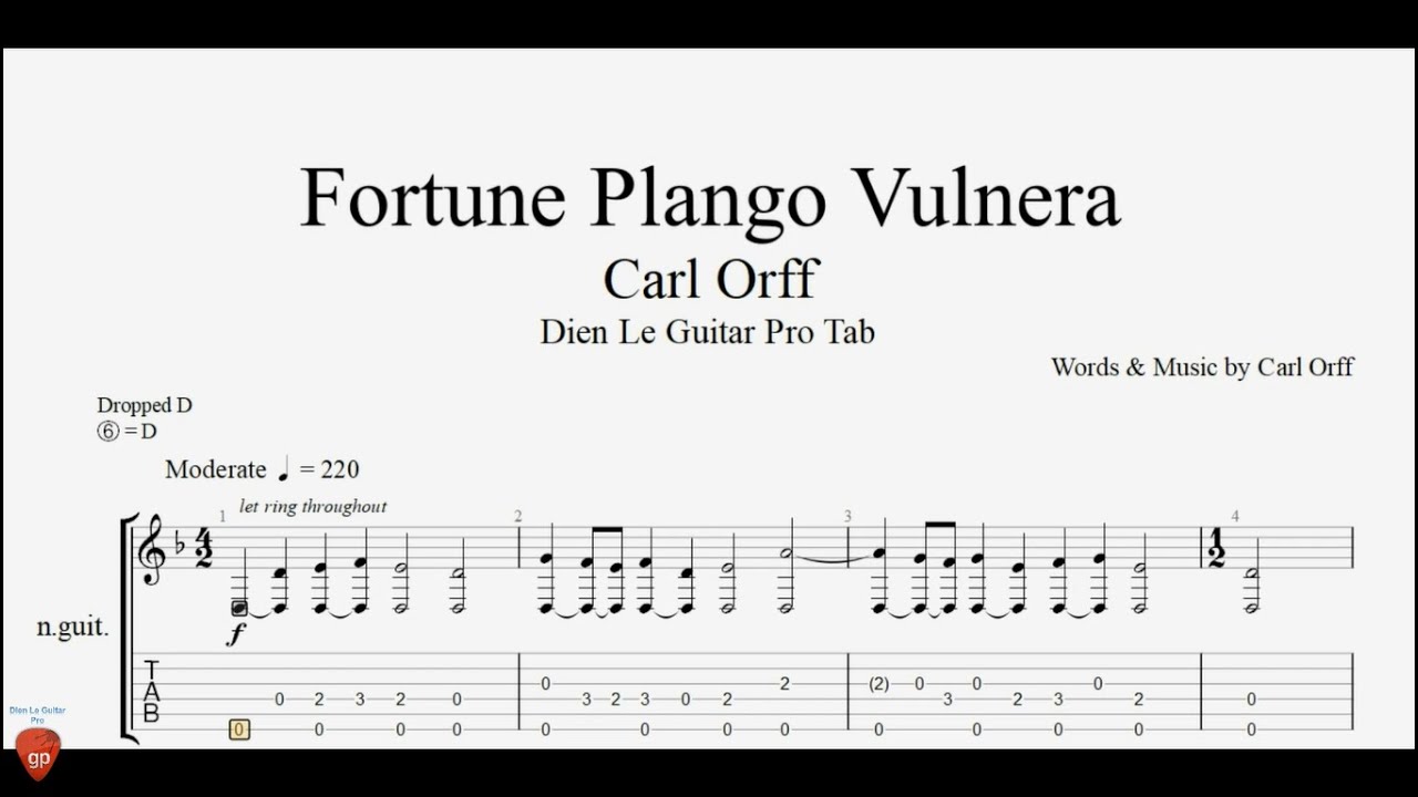 Guitar Tutorial with Free TABs - Fortune Plango Vulnera by Carl Orff ...