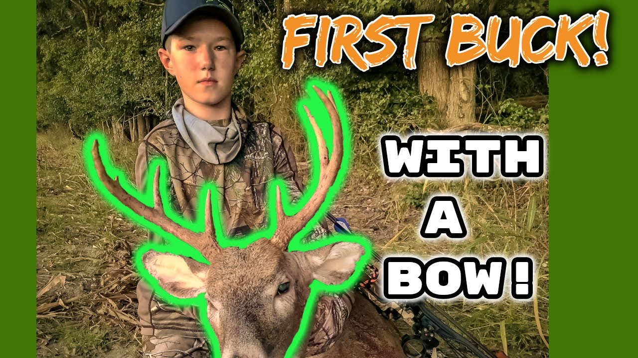 Garrett's first buck - With his bow! - YouTube