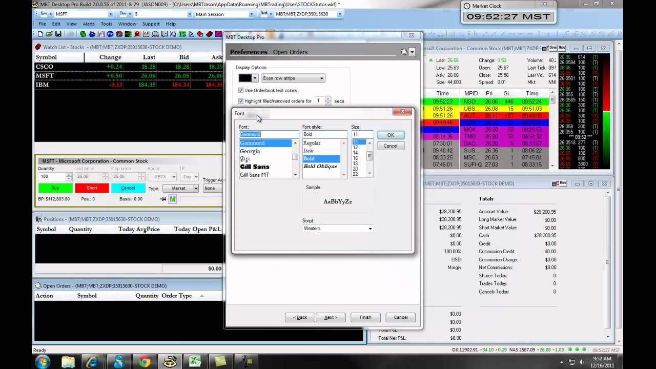 MBT Desktop Pro Stocks: Customization and Preferences - YouTube