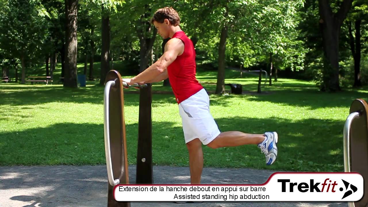 TREKFIT.ca, Extension de la jambe debout appui sur barre, Aînés ...