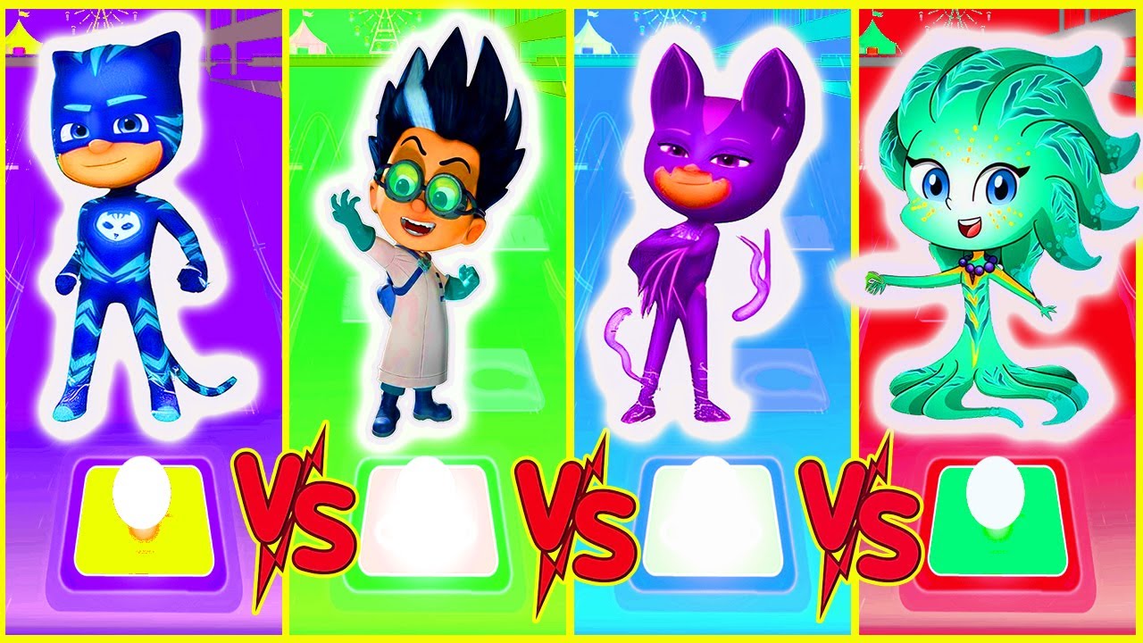 Pj Masks Cat Boy vs Romeo vs Nyan Bat vs Octobella 🎶 Tiles Hop EDM Rush ...