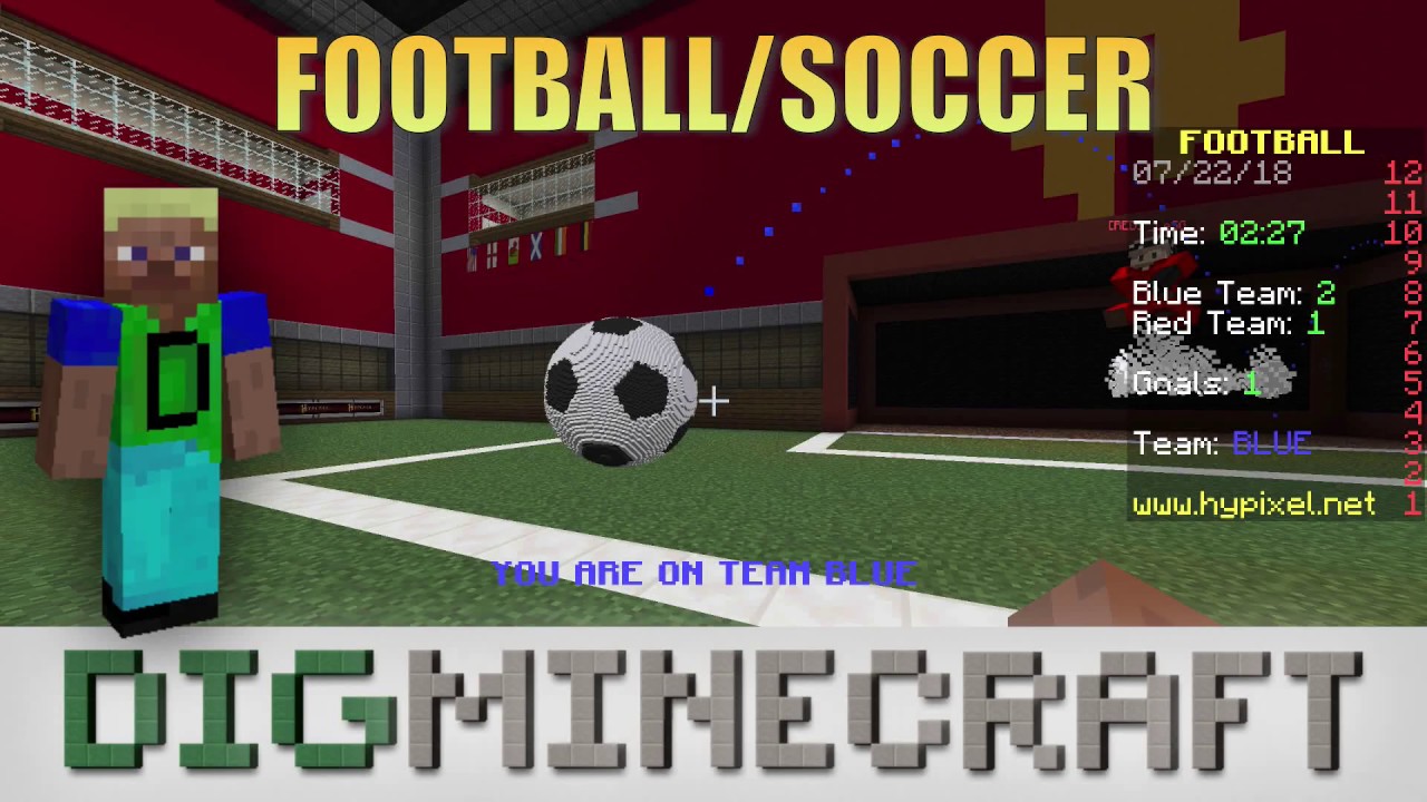 DigMinecraft plays Minecraft "Football" (aka Soccer) on Hypixel - YouTube