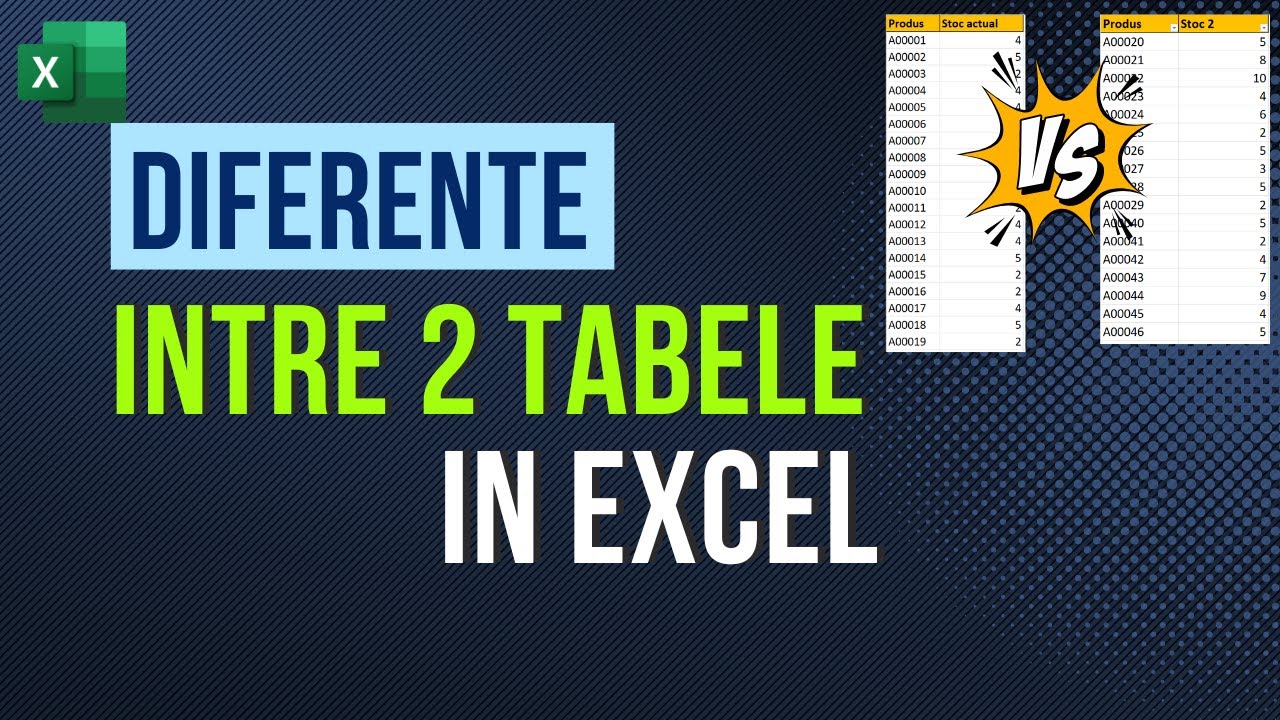 Identific diferentele dintre 2 tabele in Excel - YouTube