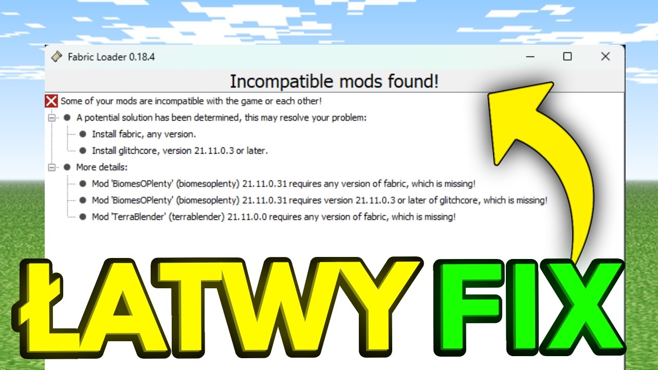 Jak naprawić błąd Incompatible Mods Found na Fabric Minecraft - YouTube