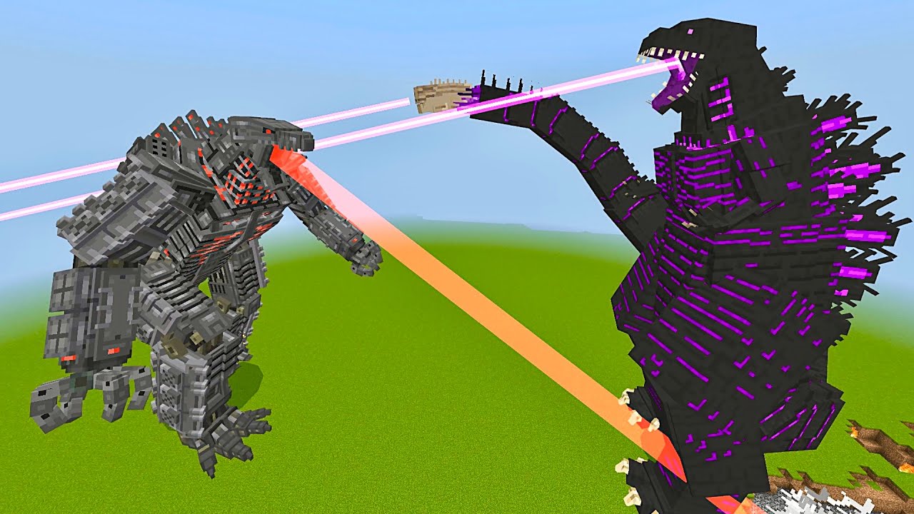 SHIN GODZILLA vs OTHER GODZILLAS in Minecraft PE ADDON - YouTube