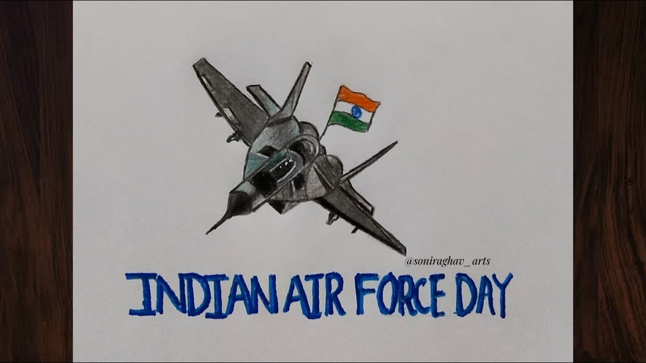 Indian air force day drawing | Air force day drawing | How to draw ...