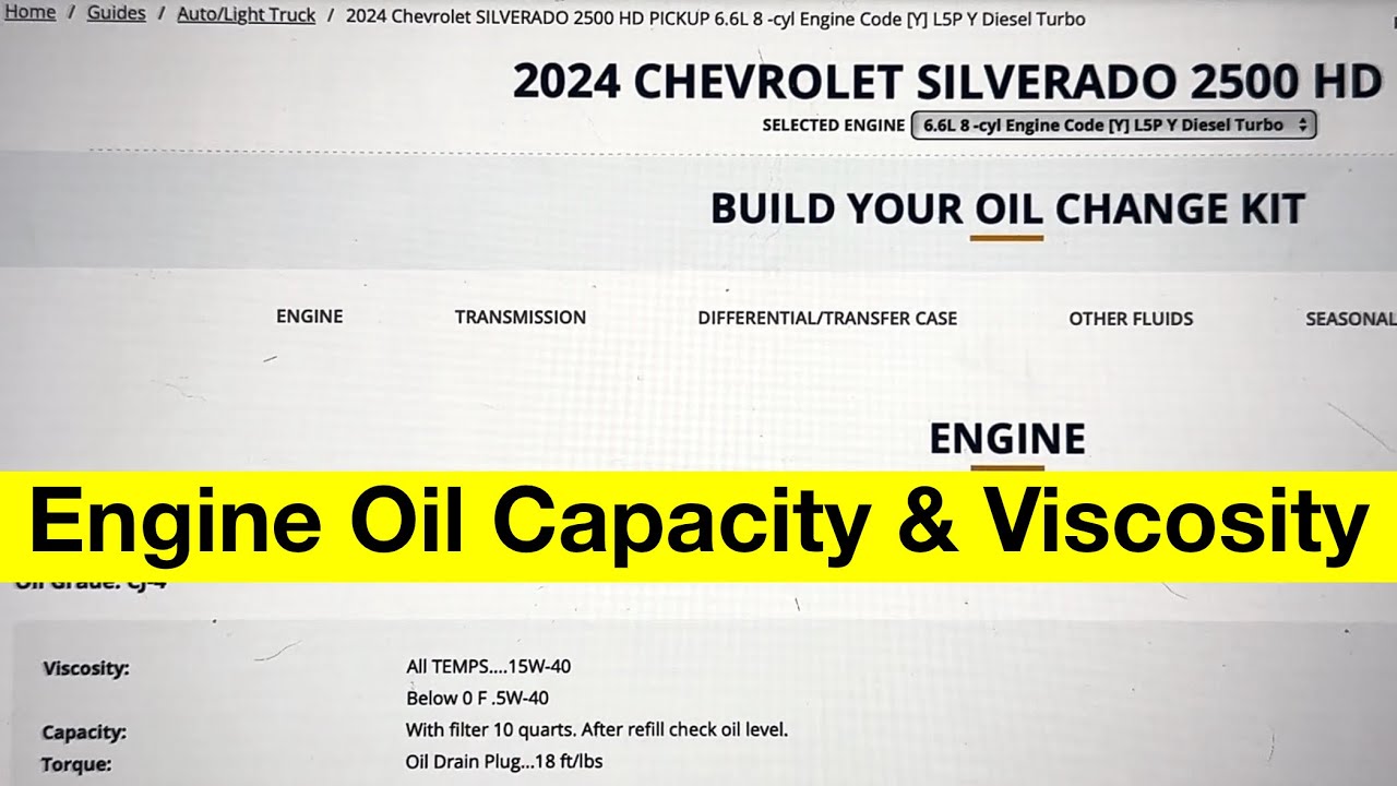 2024 Chevrolet Silverado 2500 Engine Oil & Capacity - YouTube