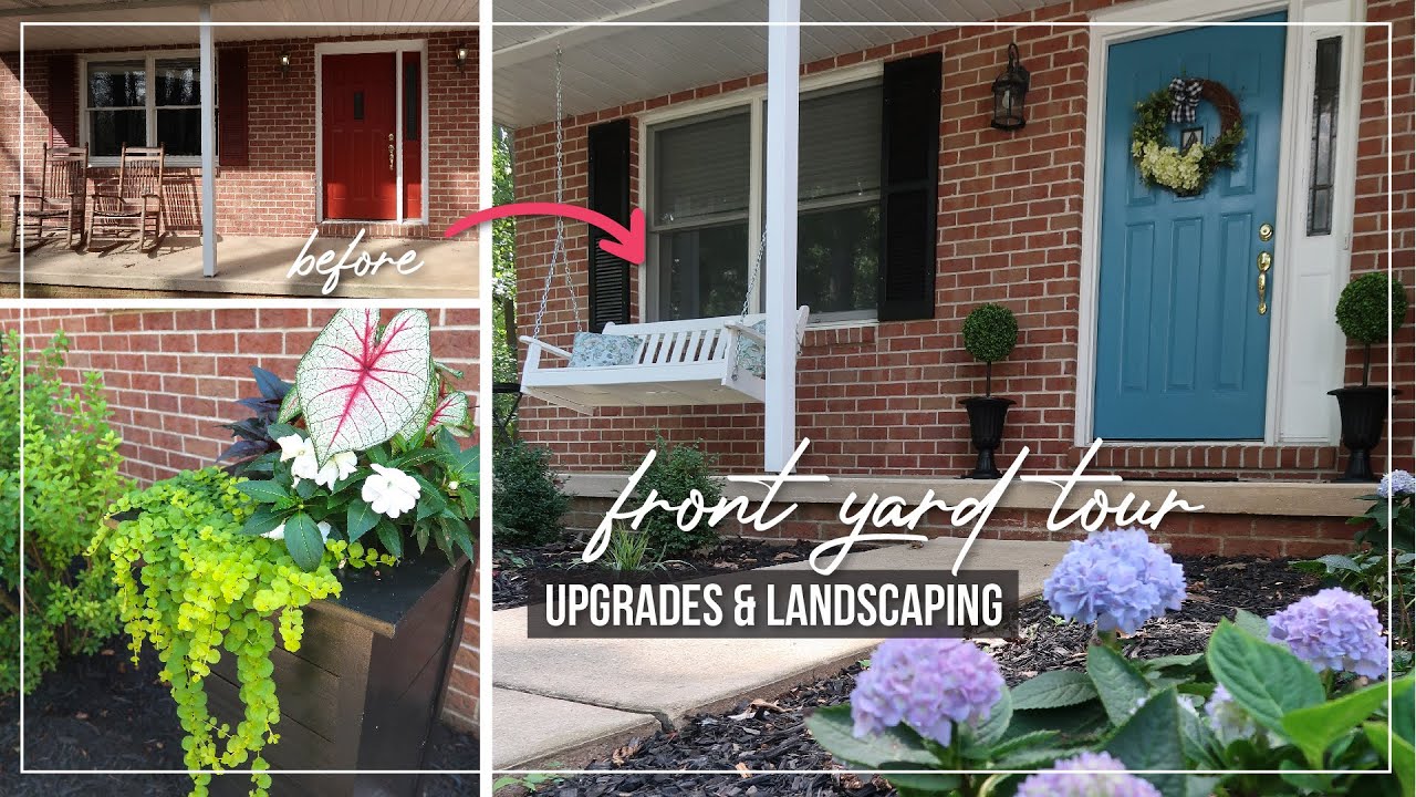 DIY Front Porch Makeover | Front Yard Landscaping & Garden Tour | Porch ...