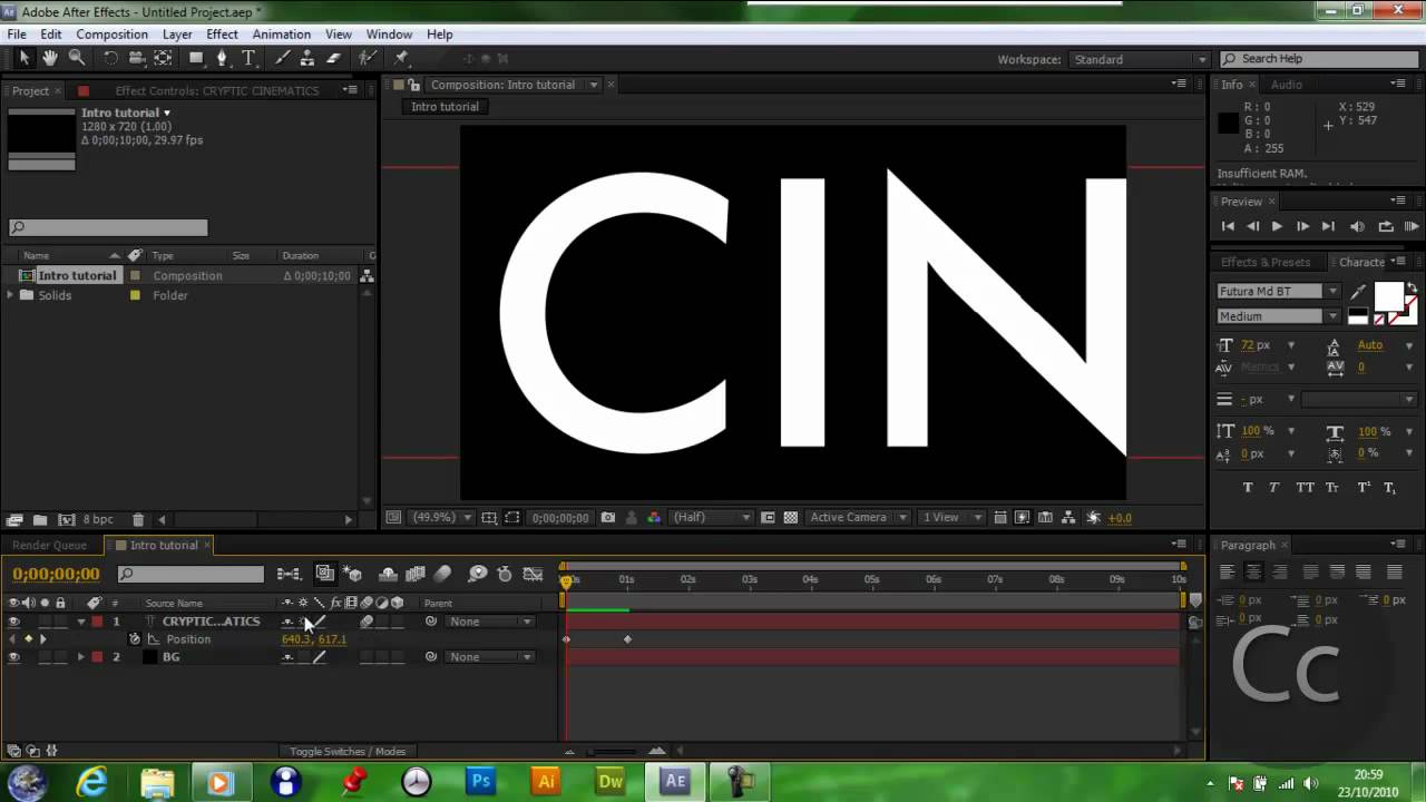 Tutorial Nine | How To Make A Cool Cinematic Text Intro-PART ONE ...