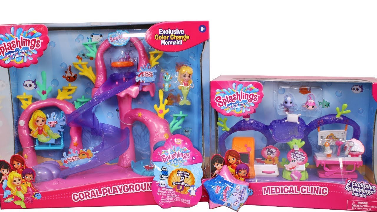 Splashlings Coral Playground and Medical Clinic Unboxing Toy Review ...