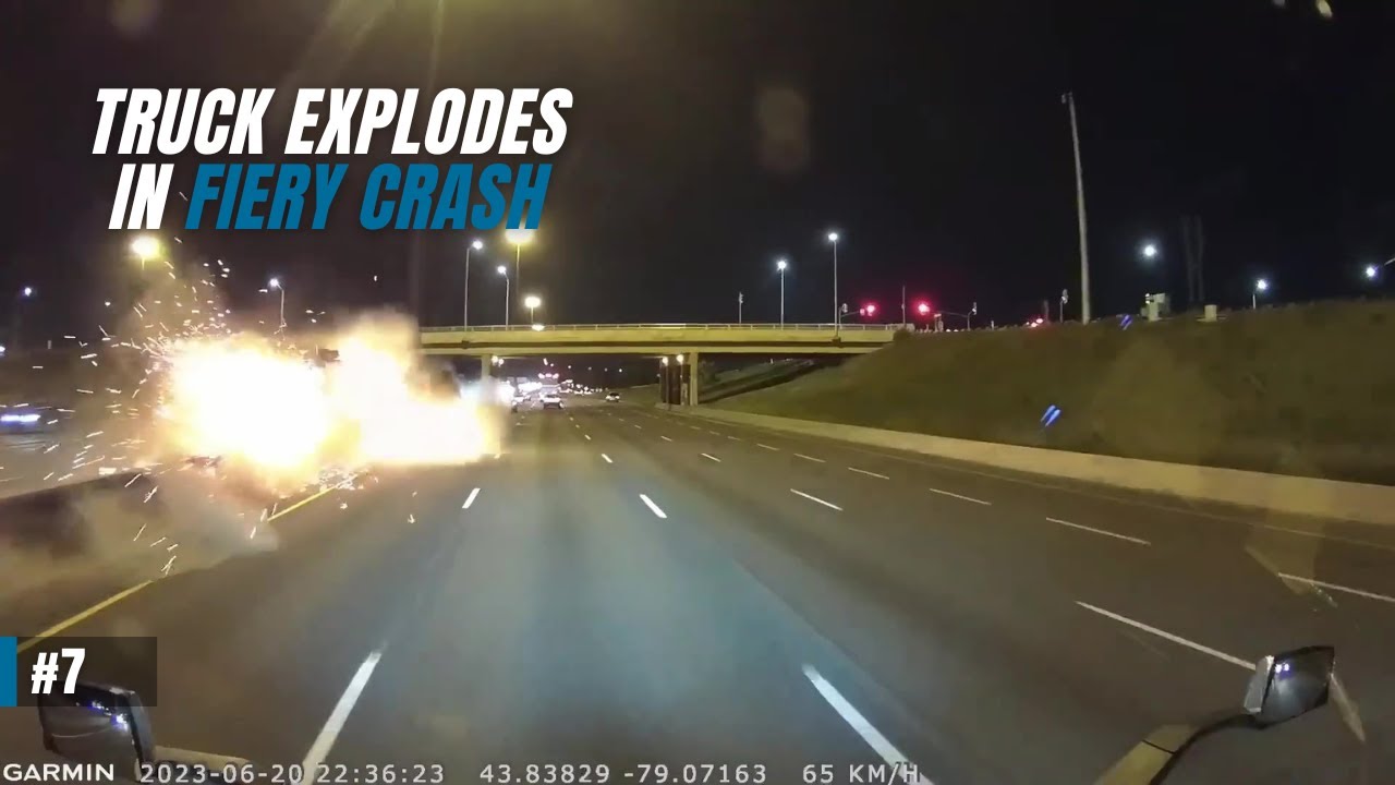 Caught on Dashcam: Truck Explodes Into Fiery Crash | Crashes, Bad ...