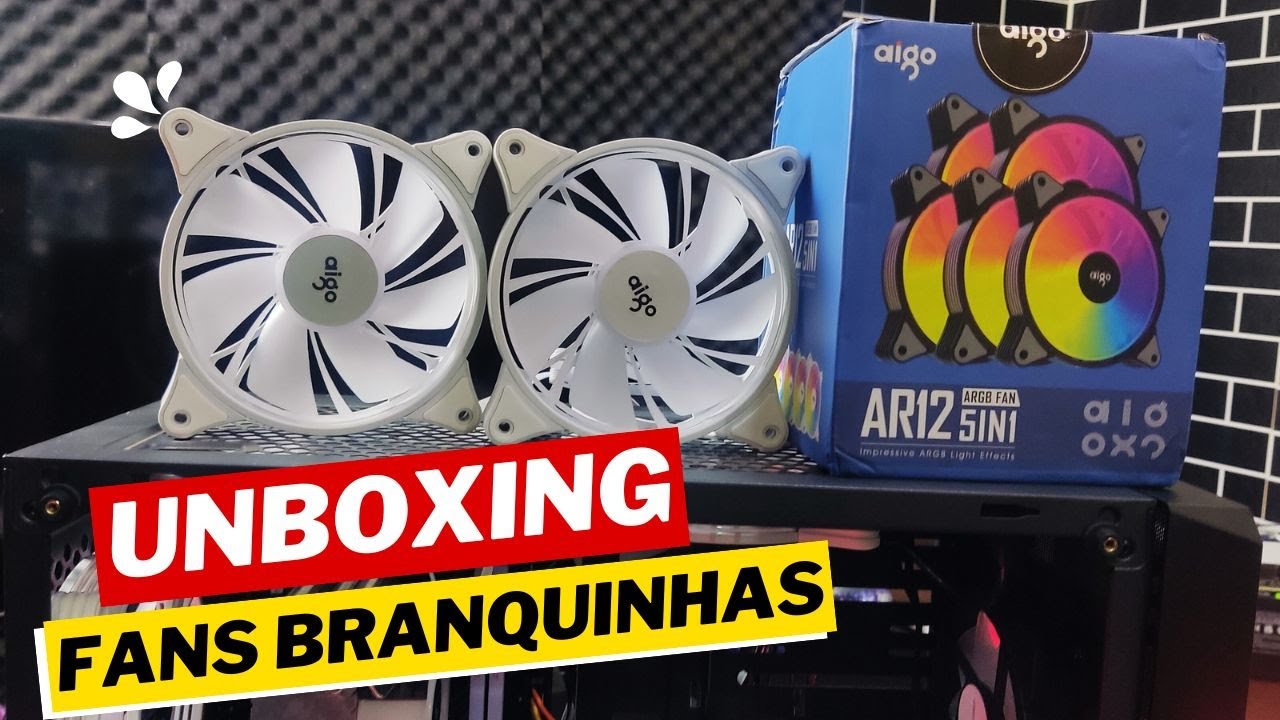 Unboxing Kit 5 Fans Aigo AR12 PRO Branco importado do Aliexpless $130 ...