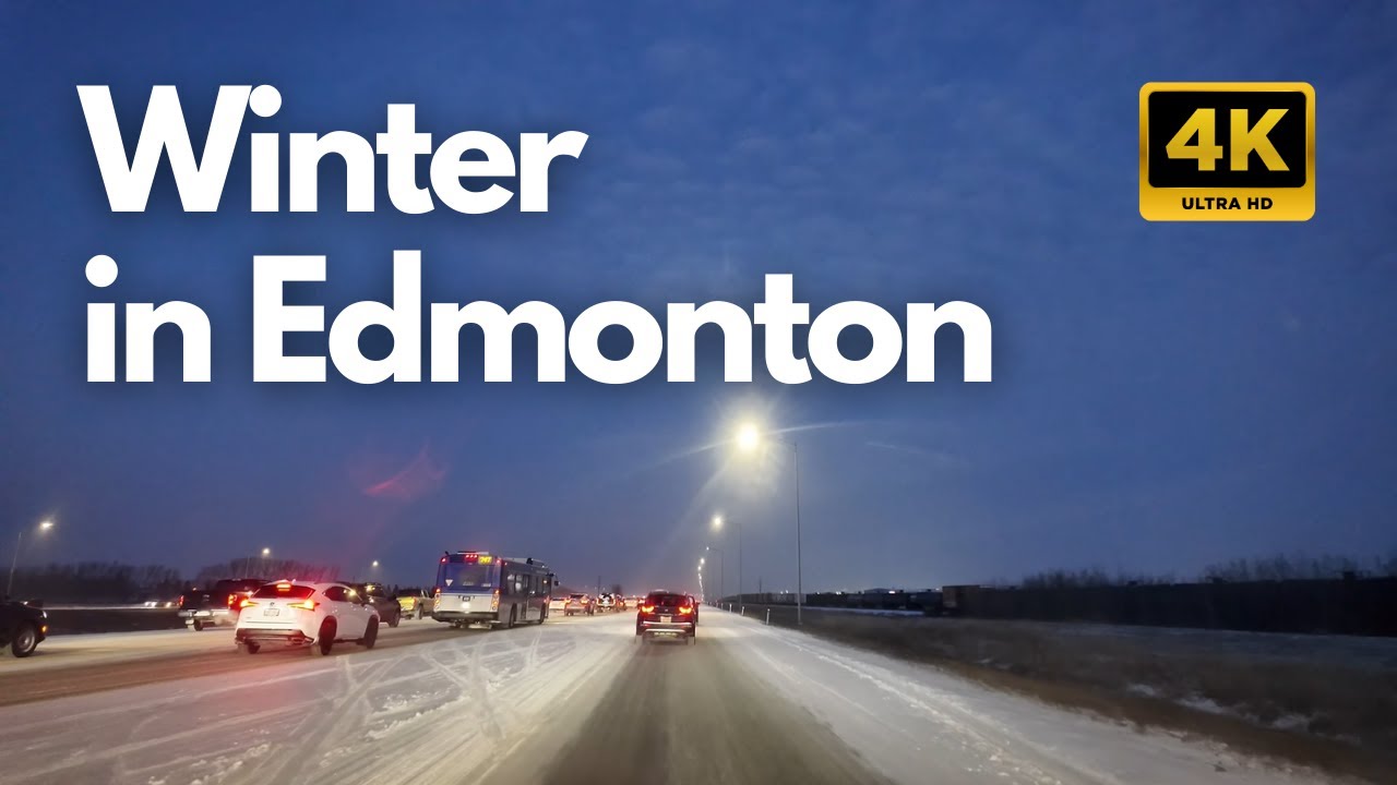 Driving in Edmonton Snowfall: Winter Traffic Experience - YouTube