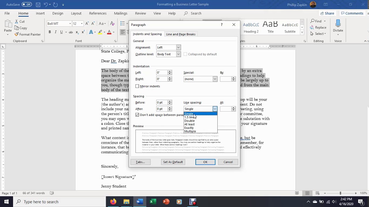 Formatting a Business Letter--Writing Notes - YouTube