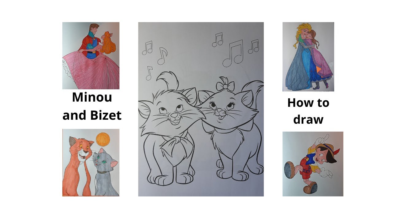 How to draw a Minou and Bizet (Aristocats) if you are not an artist DIY ...
