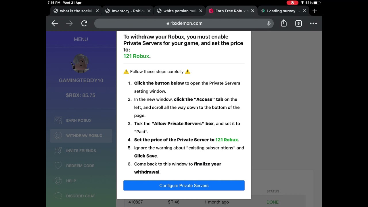 Earn free robux from RBX demon here’s proof - YouTube