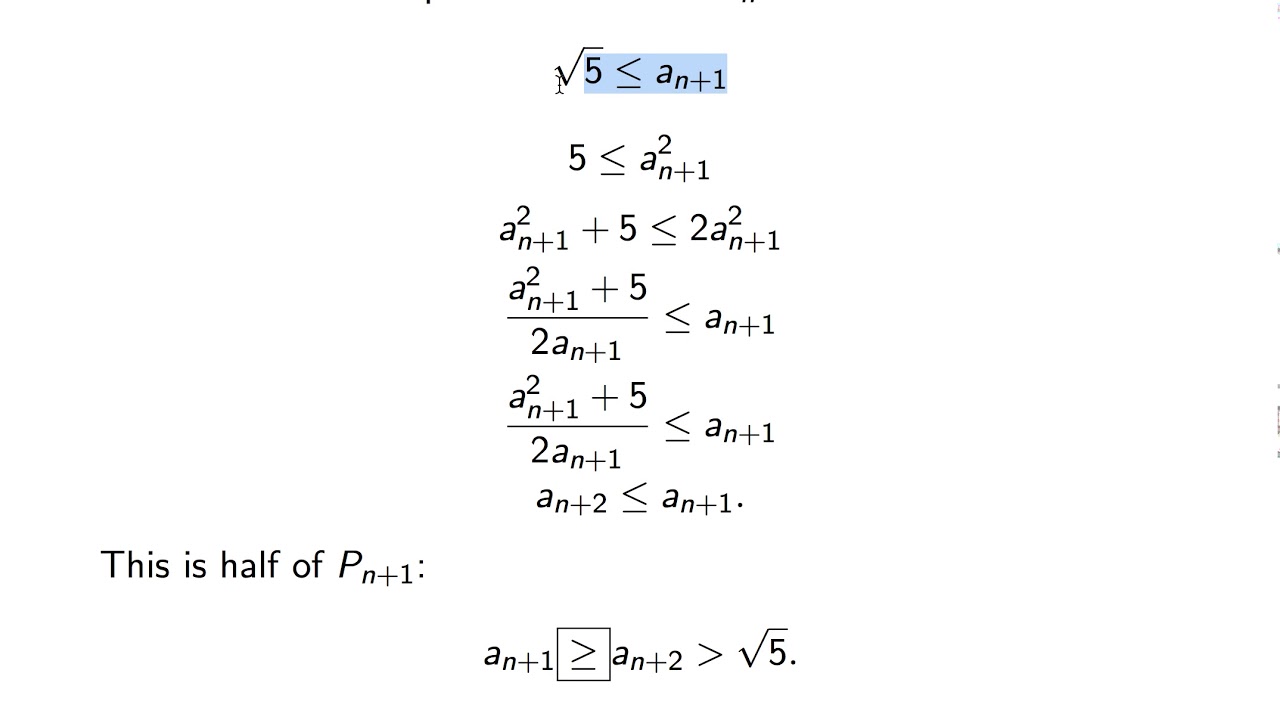 Induction for Decreasing Sequence - YouTube