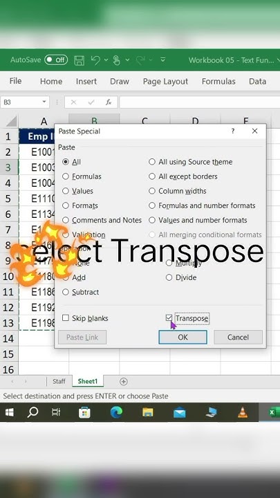 How to take Transpose in Ms Excel best Tips&tricks#excel #microsoftexcel #tutorial #exceltips ...